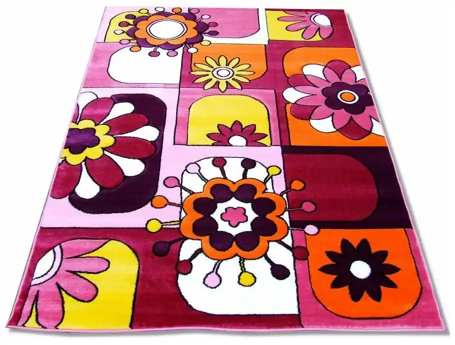 Dětský kusový koberec Květiny fialový, Velikosti 100x200cm | BIANO