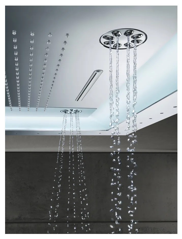 Grohe Rainshower F-Series 40 &quot;AquaSymphony - Stropní sprcha 6+ proudů s osvětlením, chrom 26373001