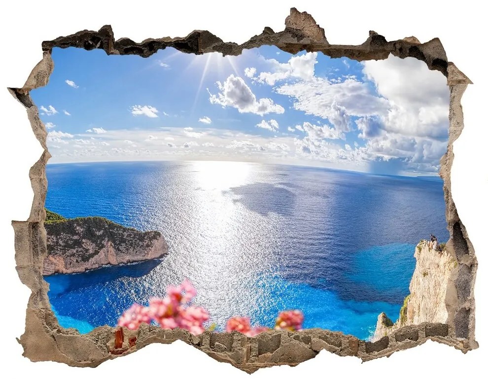 Wallmuralia Díra 3D ve zdi nálepka Zakynthos Řecko 95x64 cm