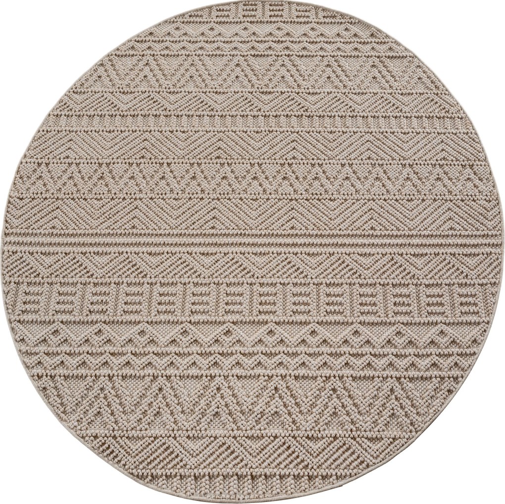Ayyildiz, Kusový koberec Helix 2202 beige kruh, 200x200, béžová, chodba / předsíň