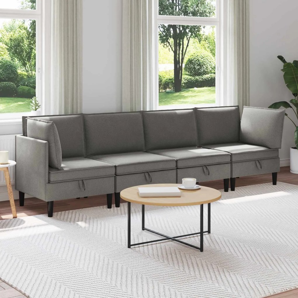 Sada nábytku do obývacího pokoje 4 ks Tmavě šedá Textil 3413804