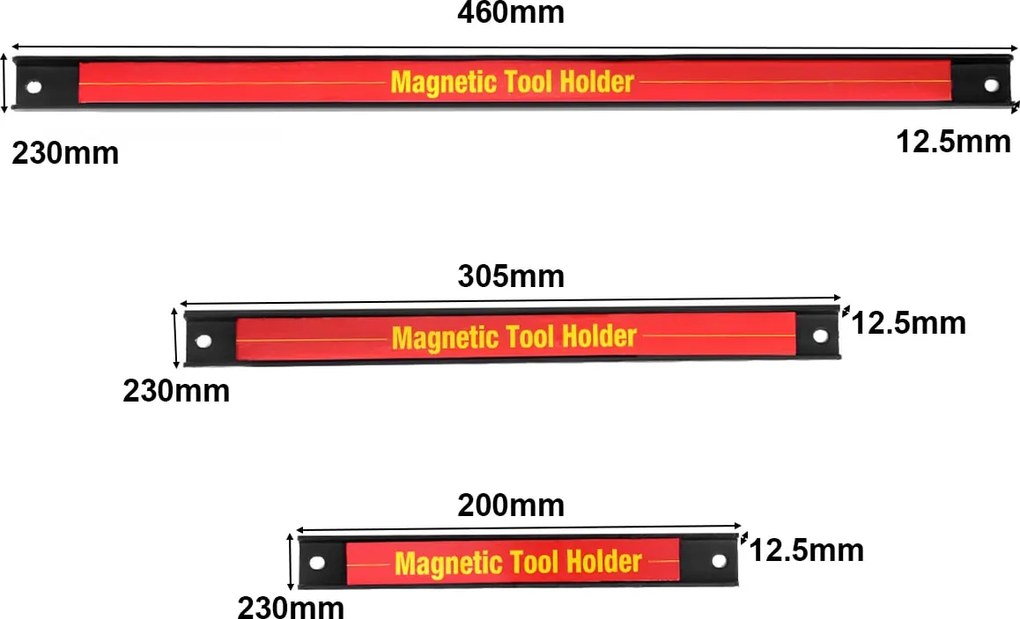 Costway Sada 3 magnetických lišt na nářadí
