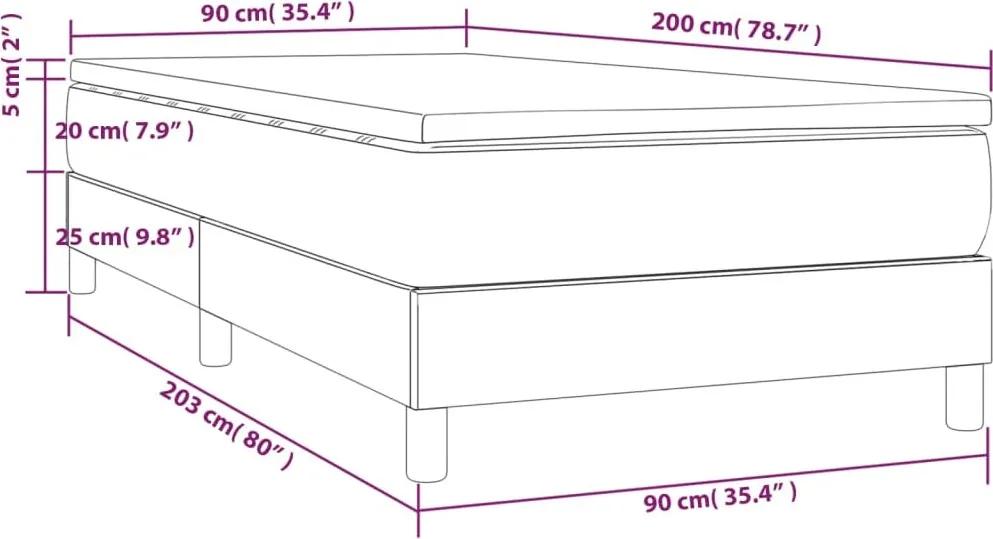 vidaXL Box spring postel s matrací 90x200 cm umělá kůže [3144239] Barva: Šedá