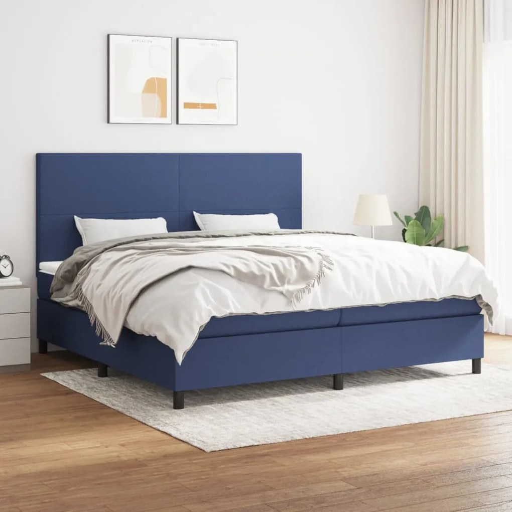 Box spring postel s matrací modrá 200x200 cm textil 3141647