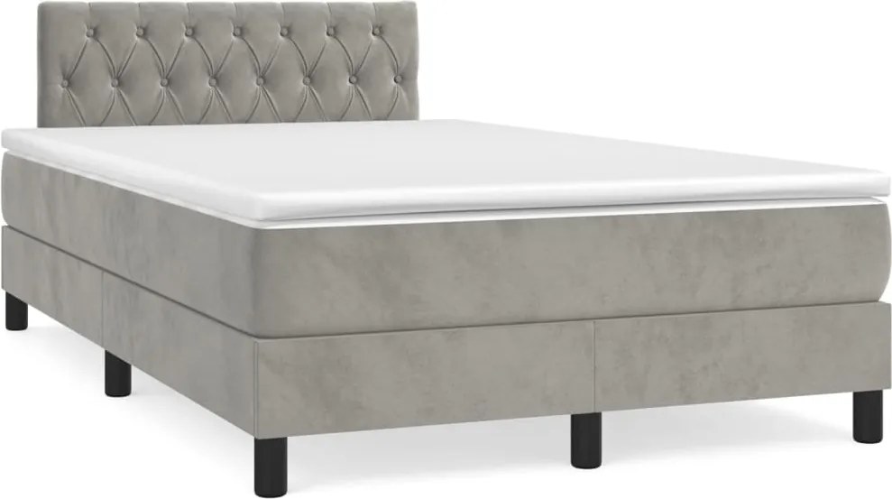 Box spring postel s matrací světle šedá 120 x 200 cm samet 3141473