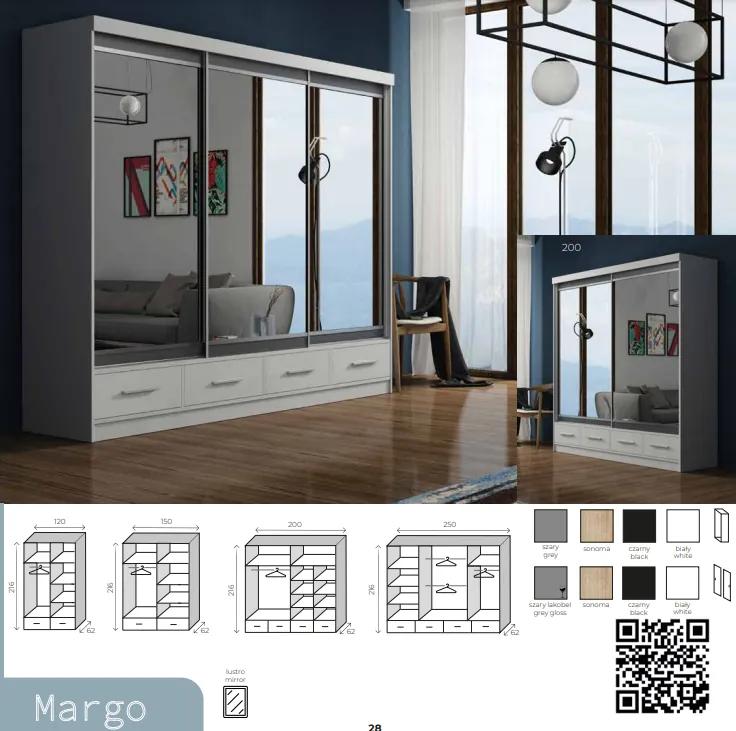 Arkos Šatní skříň Margo 250 Kombinace barev: Šedá + šedá