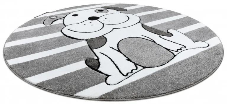 Dywany Łuszczów Dětský kusový koberec Petit Puppy grey kruh - 140x140 (průměr) kruh cm