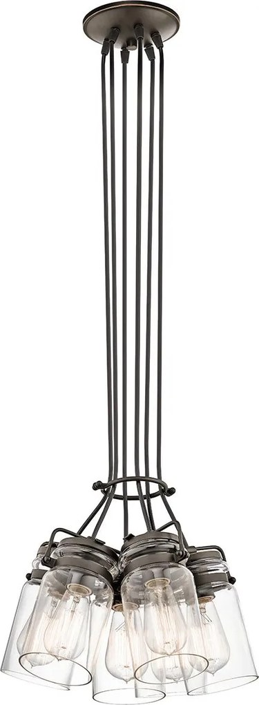 Lustr nad stůl Elstead Brinley 6x E27 retro bronz