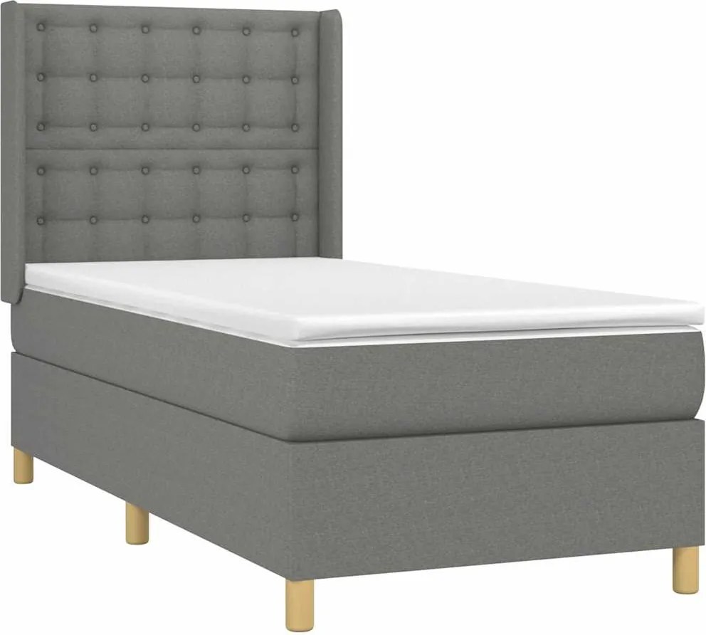 Box spring postel s matrací tmavě šedá 90x200 cm textil 3132282