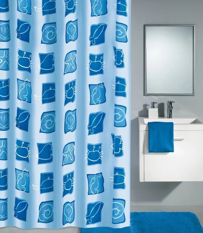Koupelnový závěs Peva Sealife 180x200cm modrý