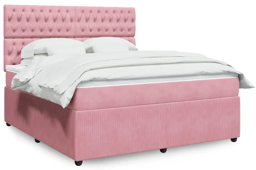 Box spring postel s matrací růžová 180x200 cm samet 3292417