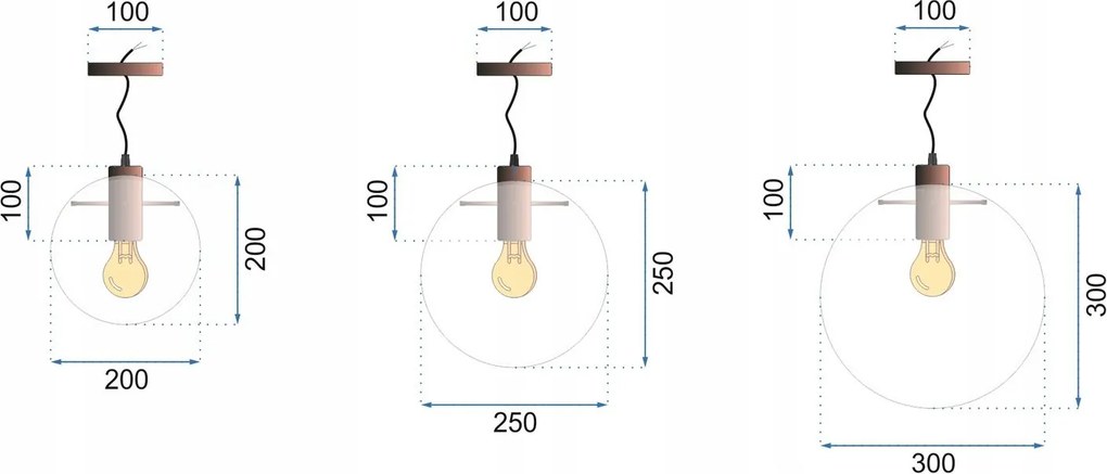 Toolight - Závěsné skleněné stropní svítidlo LASSI 20 + 25 + 30 cm 3xE27, růžové zlato, OSW-00133