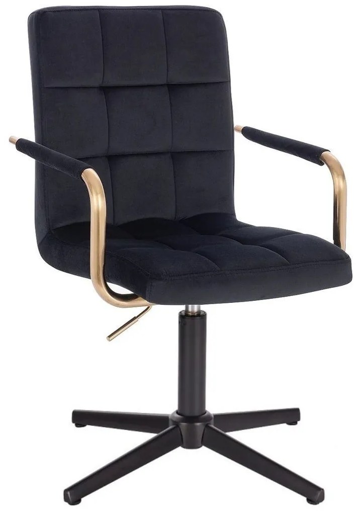 LuxuryForm DESIGN Otočná židle VERONA GOLD VELUR na černém kříži - černá
