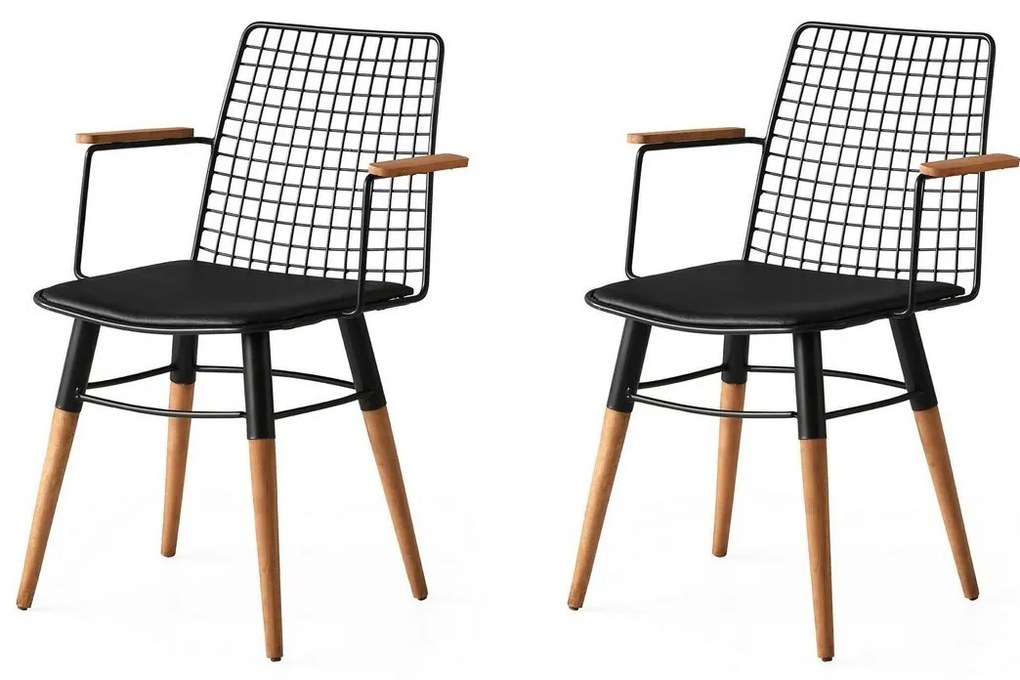 Sada jídelních židlí Trend Black and Walnut, 2 ks