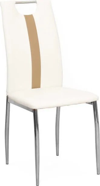 Tempo Kondela Židle, bílá / béžová ekokůže + chrom nohy, SIGNA