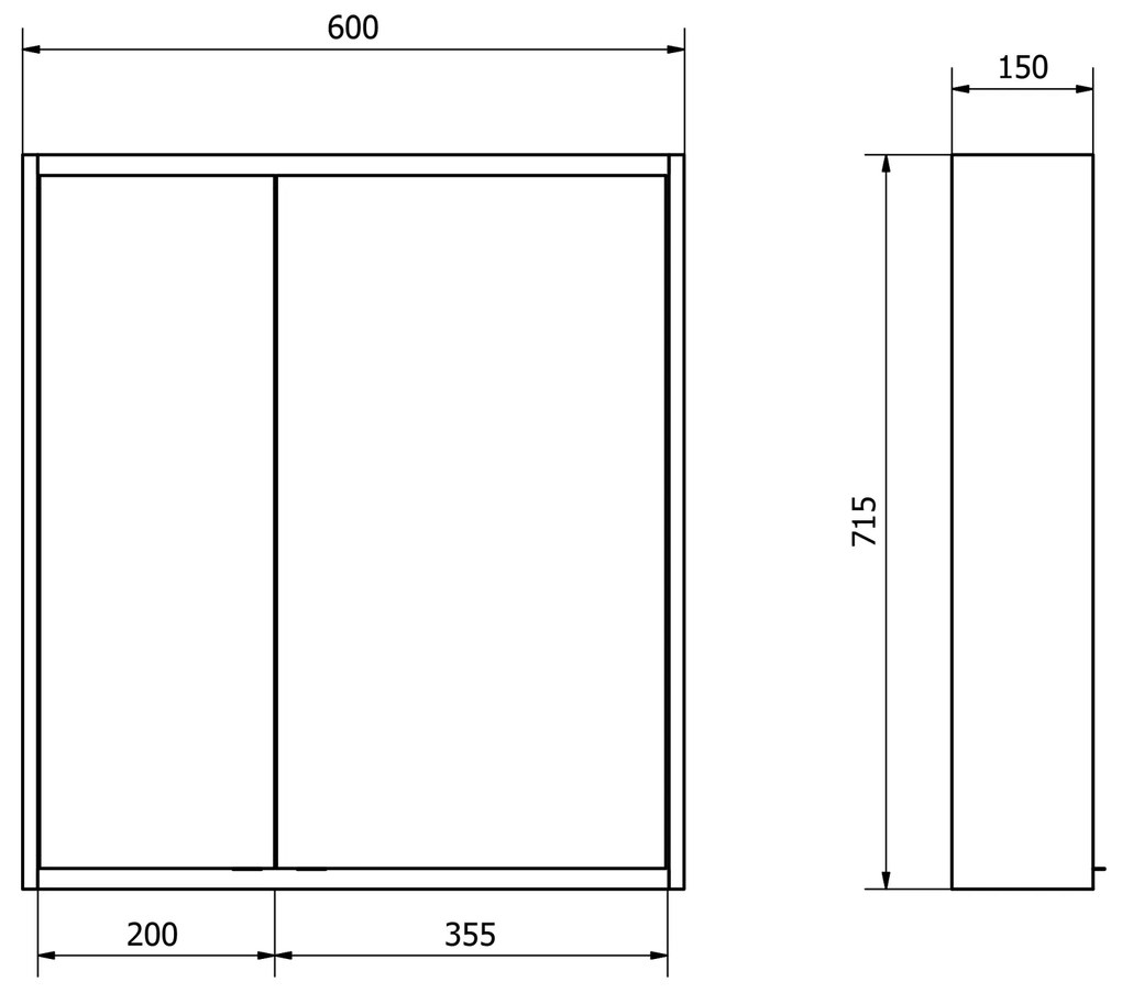 Sapho, BATU zrcadlová galerka 60x71x15 cm, 2x LED osvětlení, bílá, 1141120