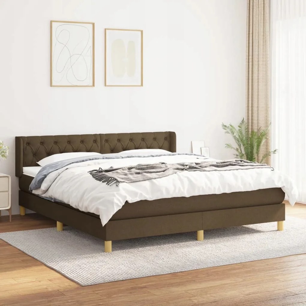 Box Spring Postel S Matrací Textil Tmavě Hnědá Prošívaný design 160 x 200