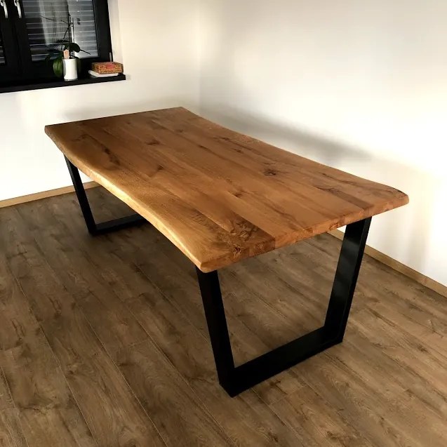 KULHÁNEK Designový jídelní stůl 200x100 cm Velikost desky: 160x80 cm, Odstín podnože: černá - RAL 9005