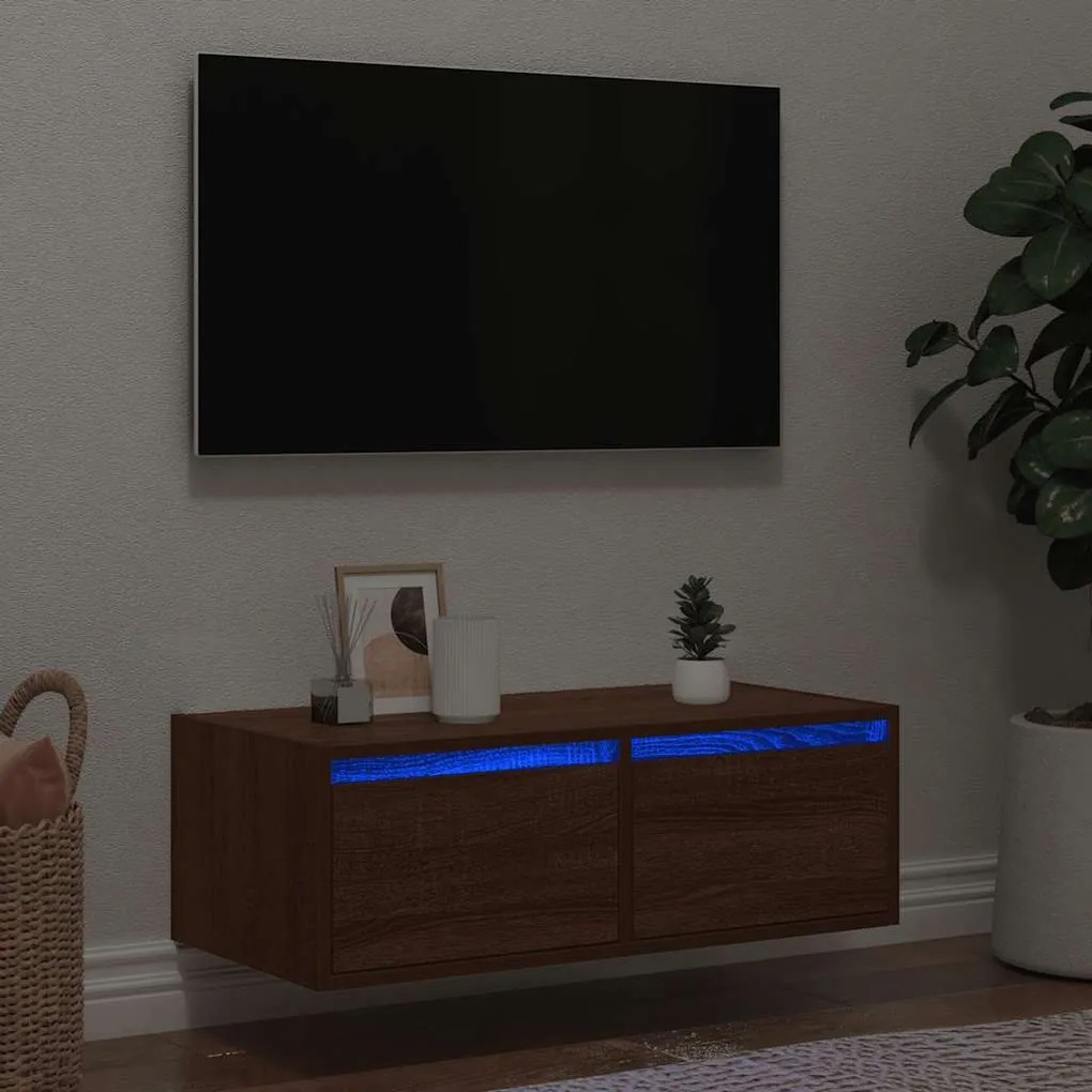 TV skříňka s LED osvětlením hnědý dub 75x35,5x25 cm