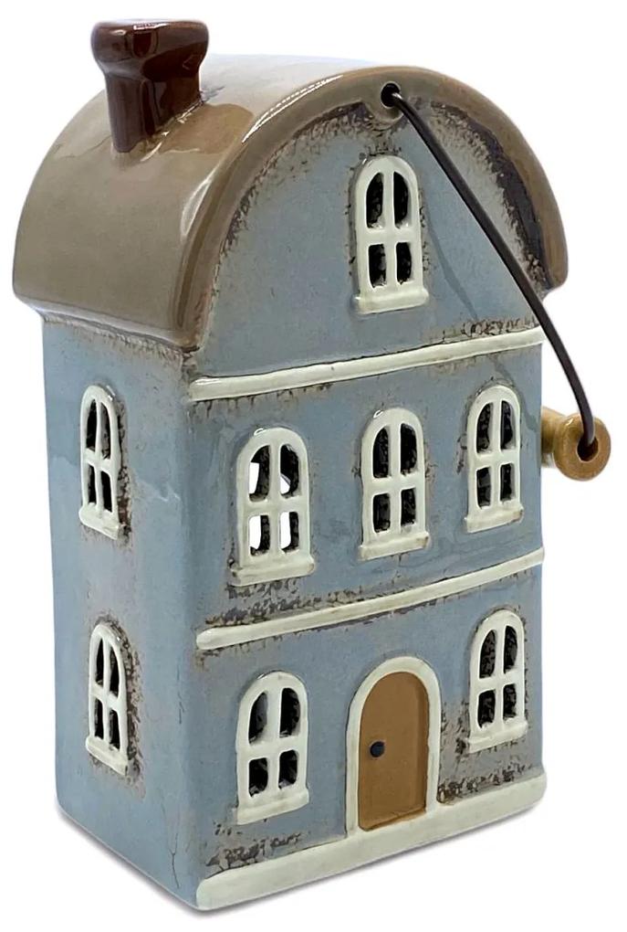Ego Dekor Keramický domeček, lucerna na svíčku s rukojetí, výška 23 cm Barva: Světle béžová