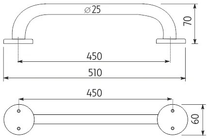 Koupelnové madlo 45 cm x 25 mm do koupelny, sprchy, pro seniory NIMCO Madla BM 7335-18