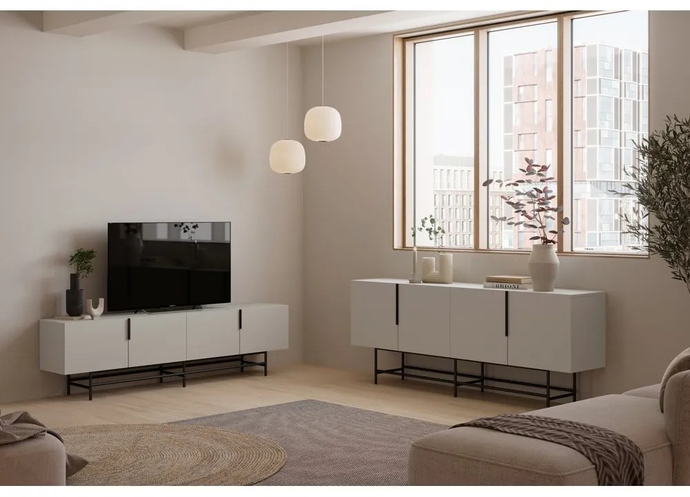 Krémový TV stolek 200x54,5 cm Eldia – Marckeric