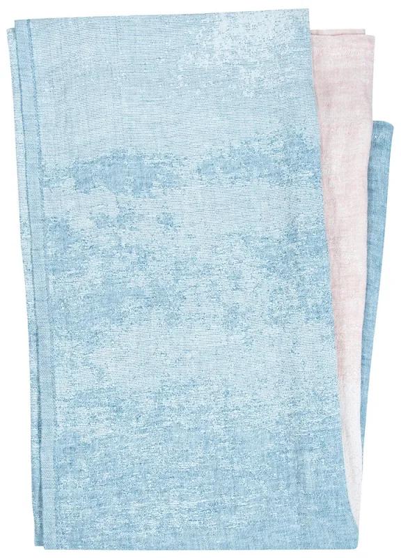 Lněná deka / ubrus Saari 145x260, modro-růžová