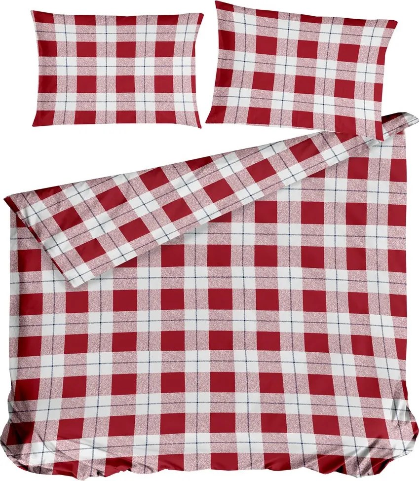 Italské povlečení bavlna LUX Scozzese Rosso - 140x200 / 70x90 cm