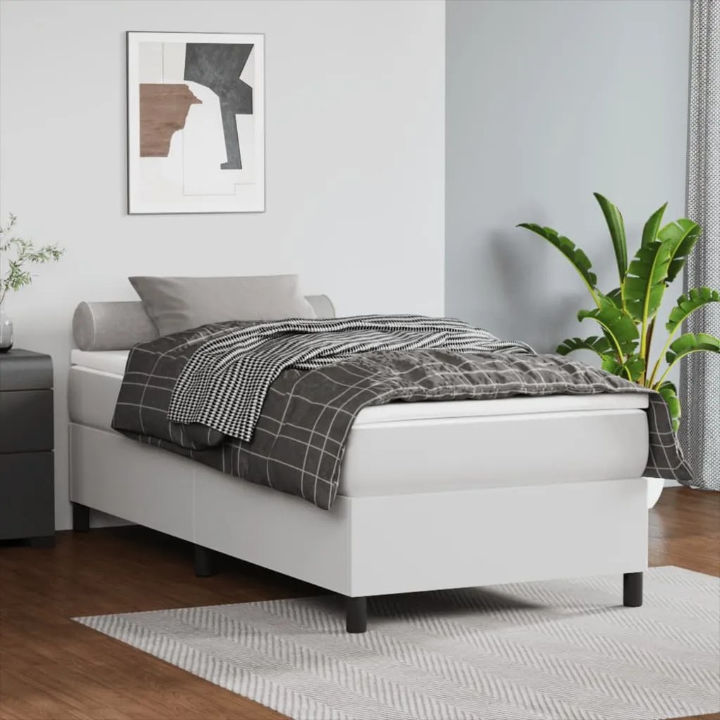 Rám postele s boxspringem bílý 90 x 190 cm umělá kůže 3121018