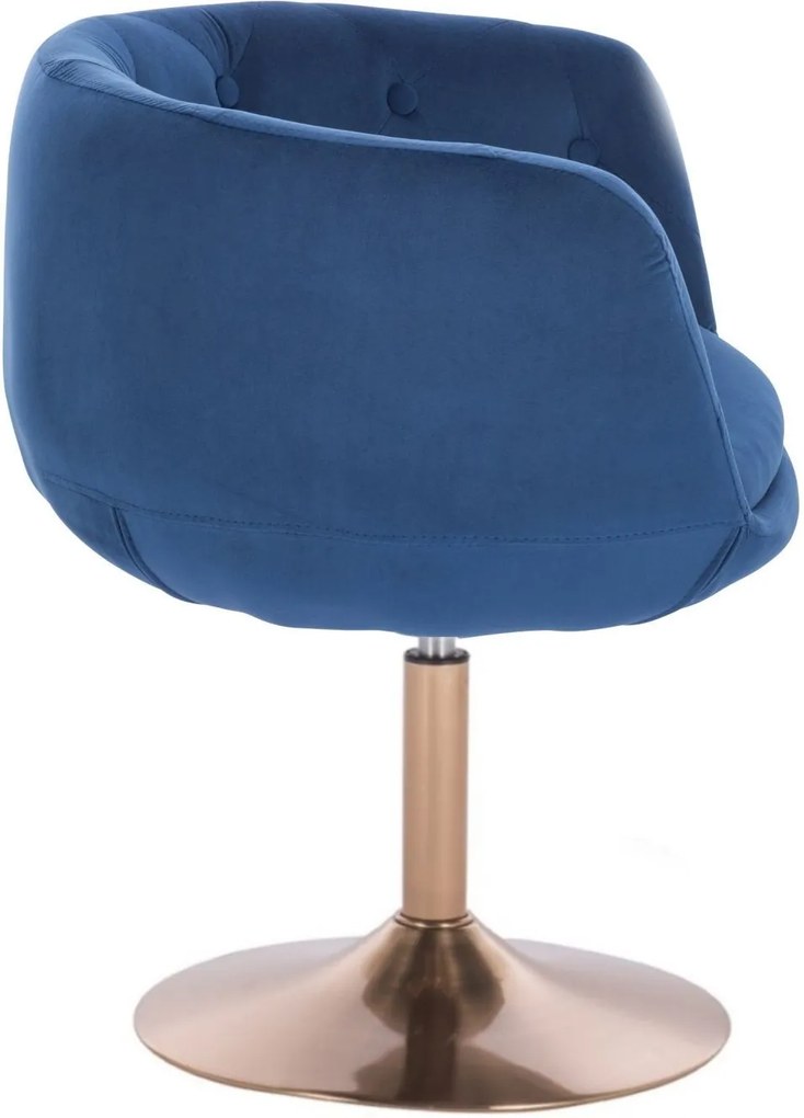 LuxuryForm DESIGN Otočné křeslo MONTANA VELUR na zlatém talíři - modré
