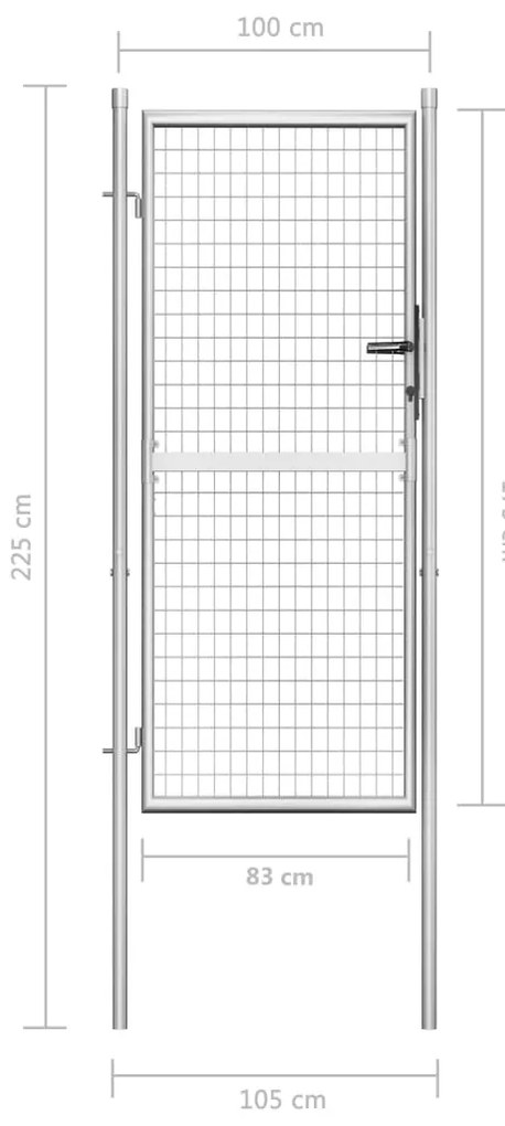 vidaXL Marketos Zahradní branka pozinkovaná ocel 100 x 175 cm stříbrná