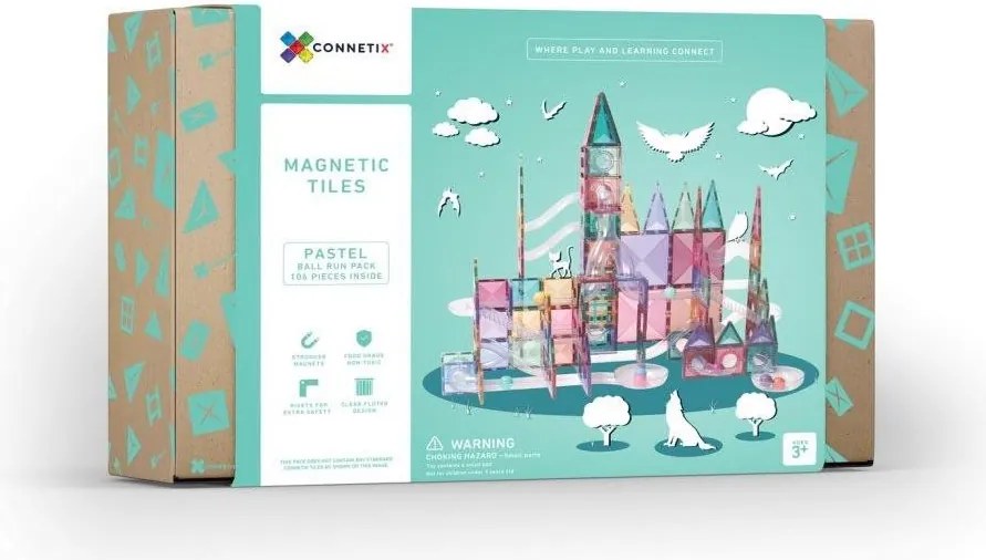 Stavebnice connetix tiles - kuličkodráha pastel 106 ks