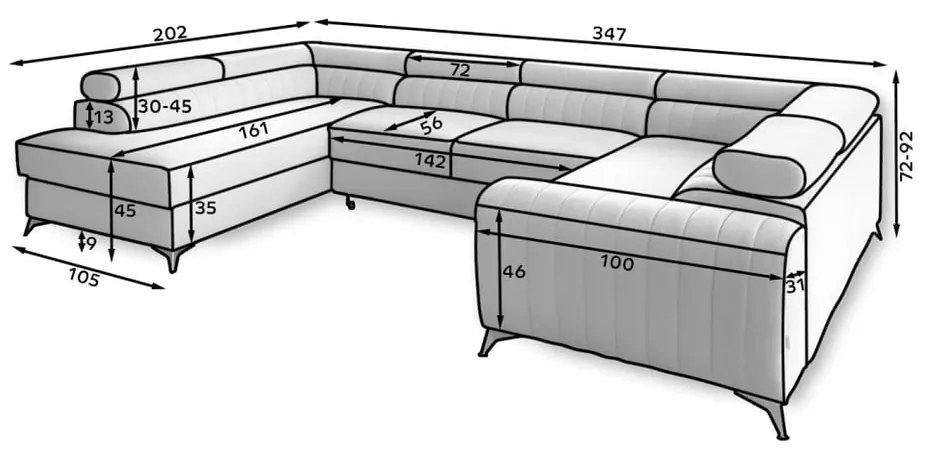 Bílá rozkládací/s úložným prostorem rohová pohovka z imitace kůže (levý roh/do "U") Louis – ELTAP