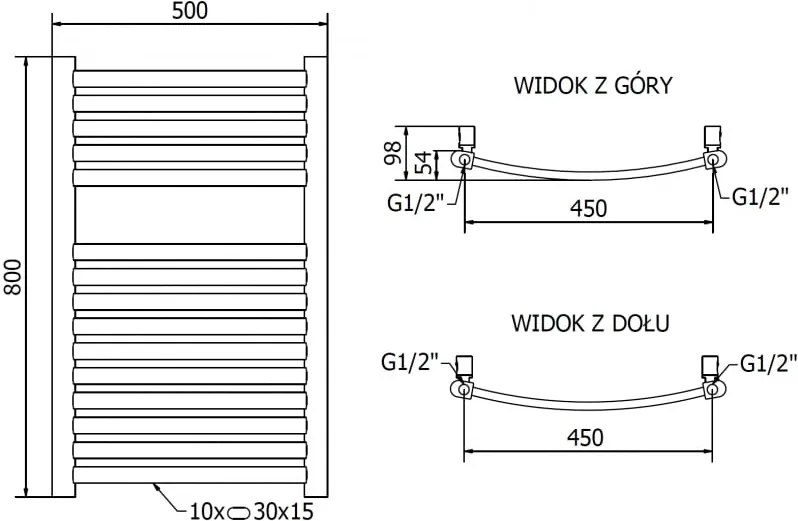 Mexen Helios, topné těleso 800x500 mm, 303 W, zlatá lesklá, W103-0800-500-00-50