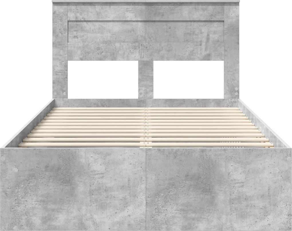 Rám postele s čelo Beton 120 x 190 cm Masivní borové dřevo 3409778