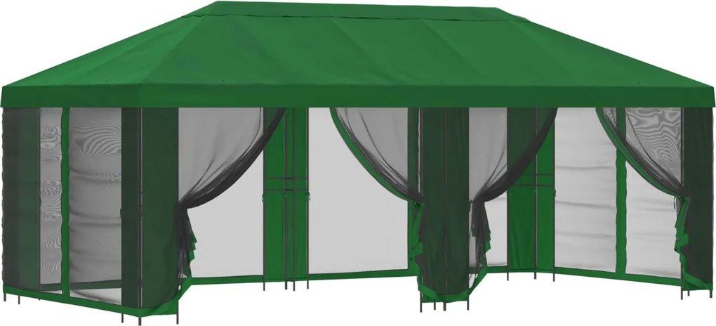 Zahradní altán se stěnami 6 x 3 m Zelená Polyester a ocel 3376023