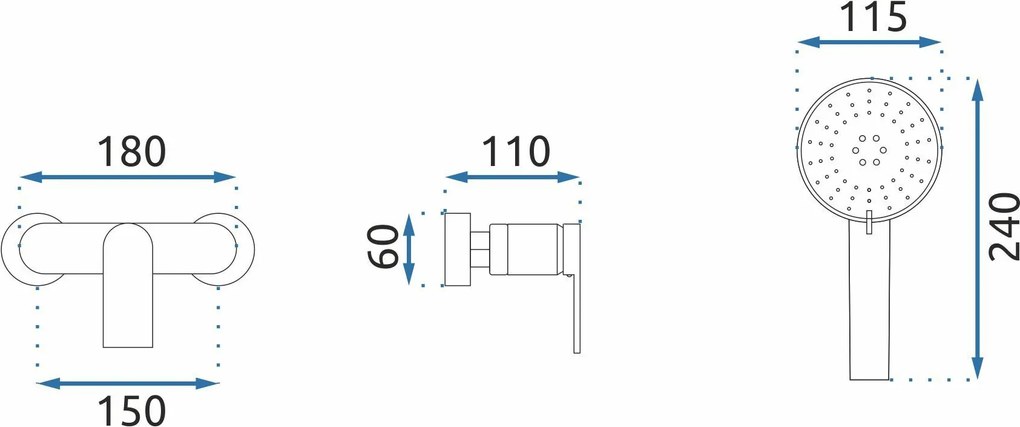 Rea Verso, sprchová baterie s ruční sprchovou soupravou, černá matná, REA-B7900