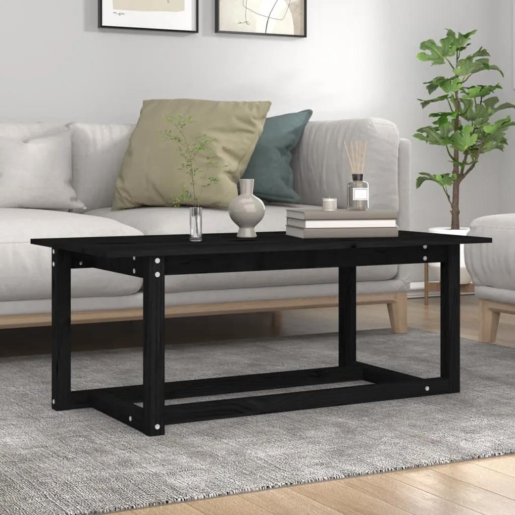 Konferenční stolek černý 110 x 55 x 45 cm masivní borové dřevo - Default Title