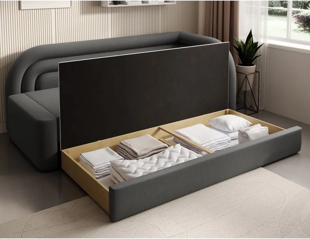 Taupe sametová rozkládací/s úložným prostorem pohovka pravý roh 223 cm Fabillo – ELTAP