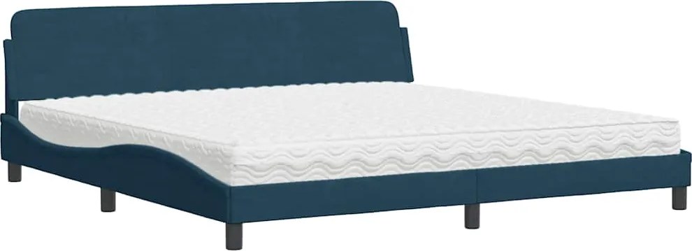 Postel s matrací Dover modrá 200 x 200 cm samet 3208475