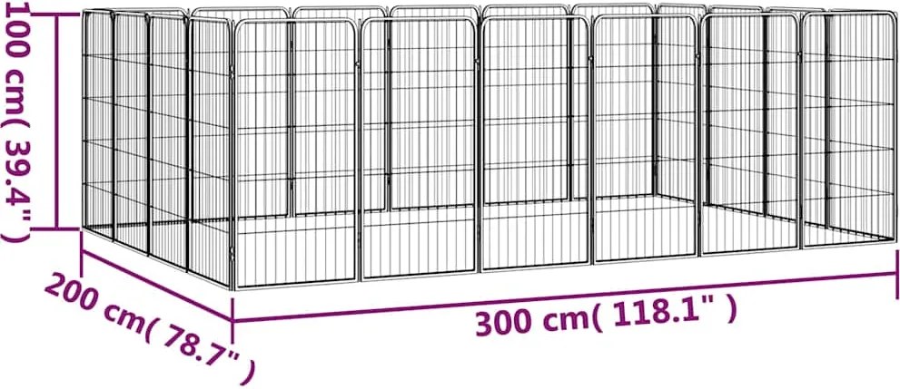 20panelová ohrádka pro psy černá 50 x 100 cm práškovaná ocel 3115961