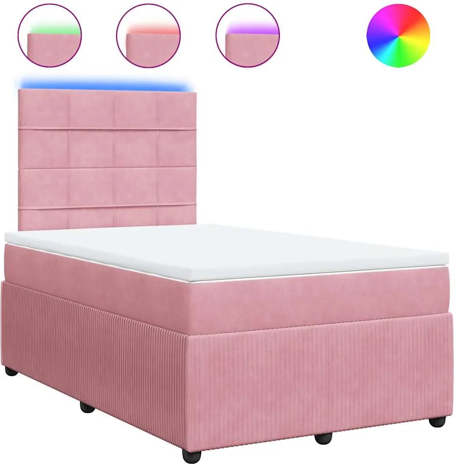 Box spring postel s matrací růžová 120x190 cm samet 3294591