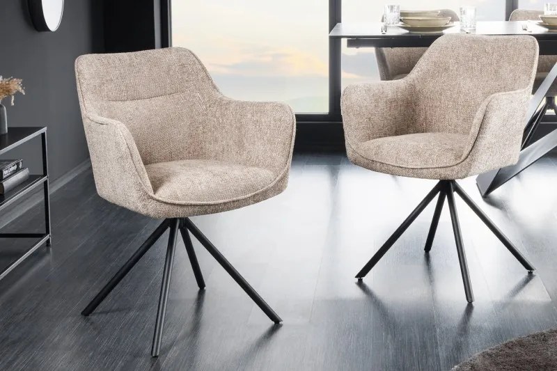 Designová otočná židle Rahiq šampaňská