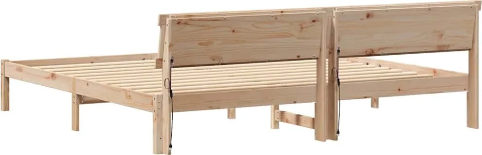 Rám postele s čelo Hnědá 200 x 200 cm Masivní borovicové dřevo 3385745