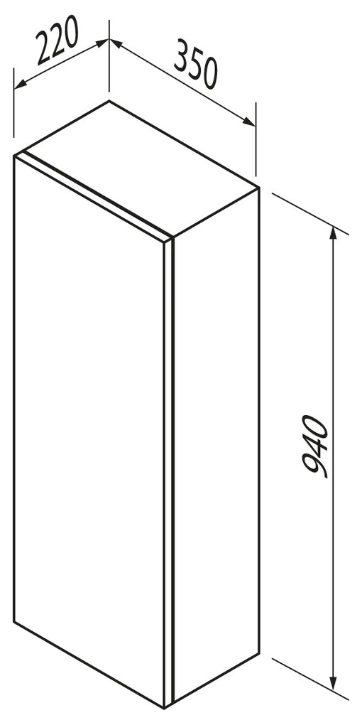 Sapho ESPACE skříňka 35x94x22cm, 1x dvířka, levá/pravá, jilm bardini - ESC110-1313