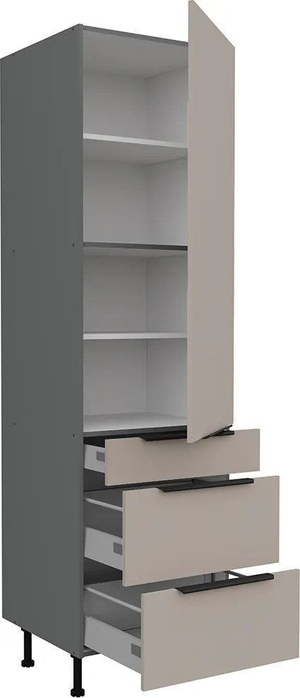 ARIA ta | vysoká skříňka 60 DKS-215 3S1F potravinová | UNI DVÍŘKA | 60 cm | PREMIUM BOX | antracit/béžová