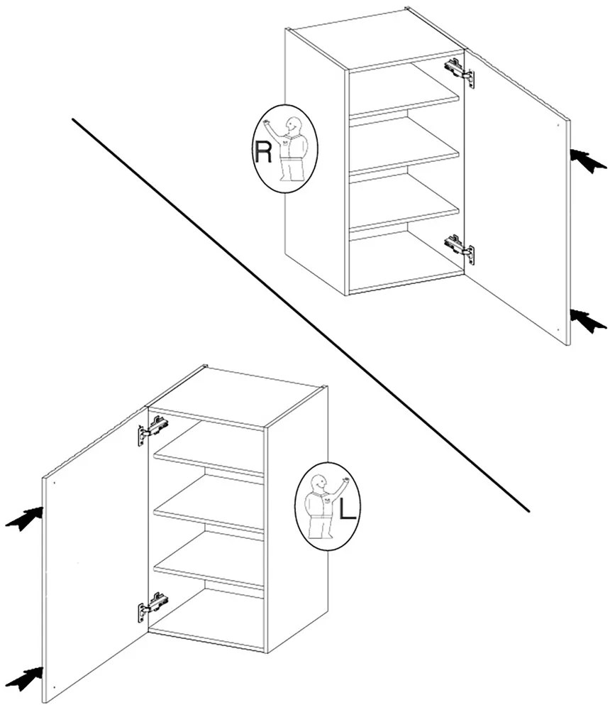 SCANDI sc | horní skříňka 50 G-90 1F s policemi | 50 cm | VYSOKÁ | šedá/rybí kost