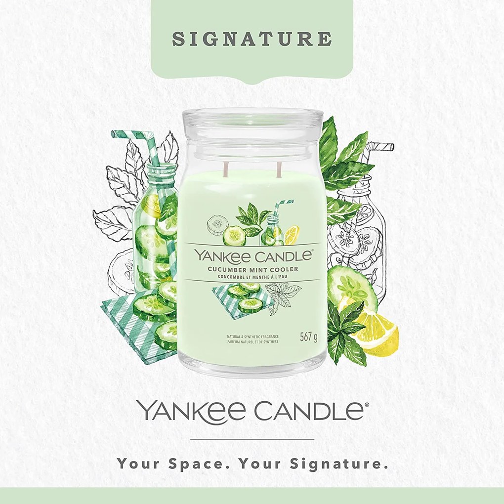 Yankee Candle vonná svíčka Signature ve skle velká Cucumber Mint Cooler 567 g