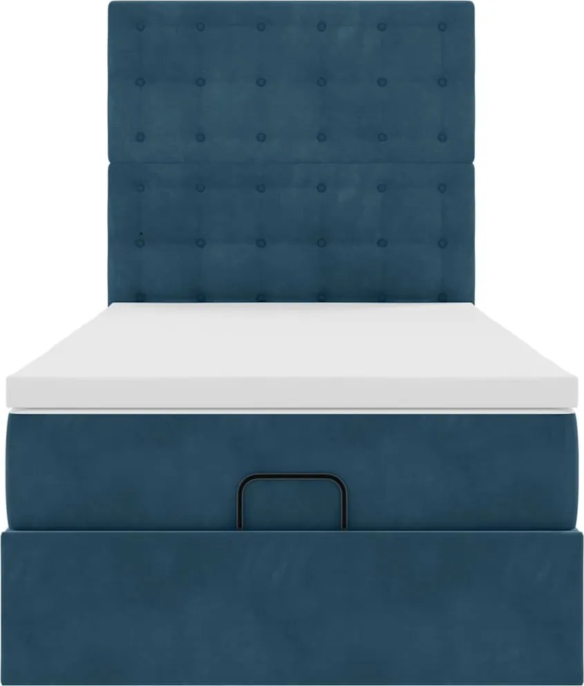 Osmanský rám postele s matracemi tmavě modrá 80x200cm samet 3314430