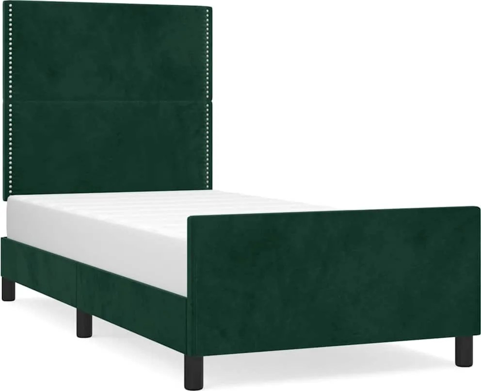 Rám postele bez matrace tmavě zelená 100 x 200 cm samet 3125681